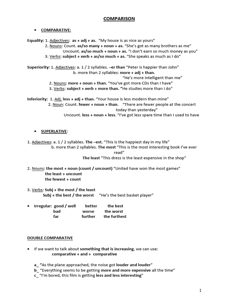 COMPARISON & Practice | PDF