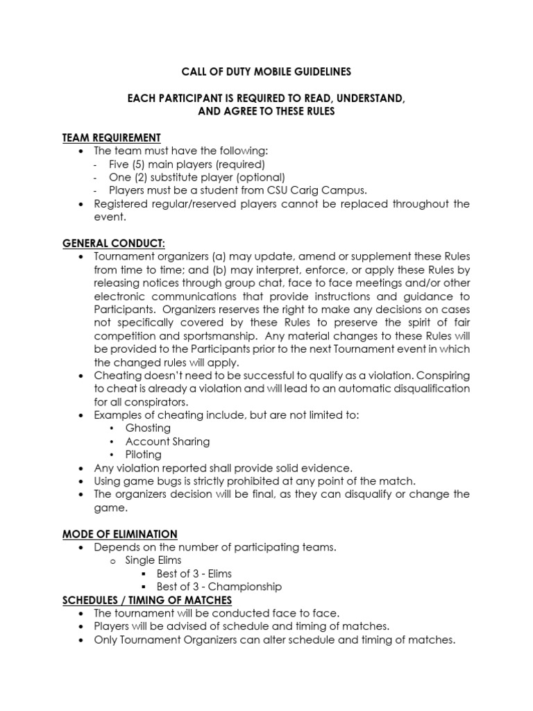 CODM Intramurals 2024 Guidelines | PDF