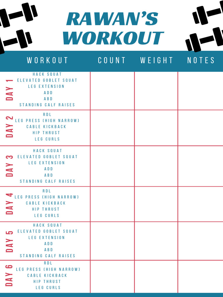 Workout Count Weight Notes | PDF