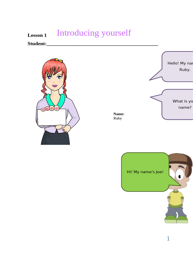 INGLÊS BÁSICO KIDS 1 Introducing Yourself | PDF