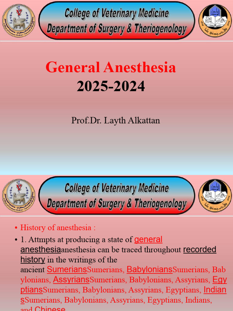 Lecture 1 - General Anesthesia | PDF | Anesthesia | Pain