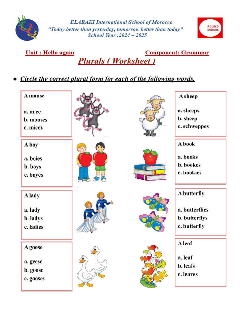 Plurals Worksheet | PDF
