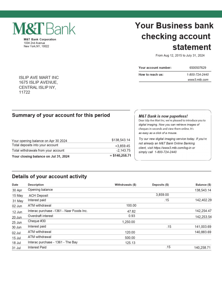 M&T Bank Statements Gurminder | PDF