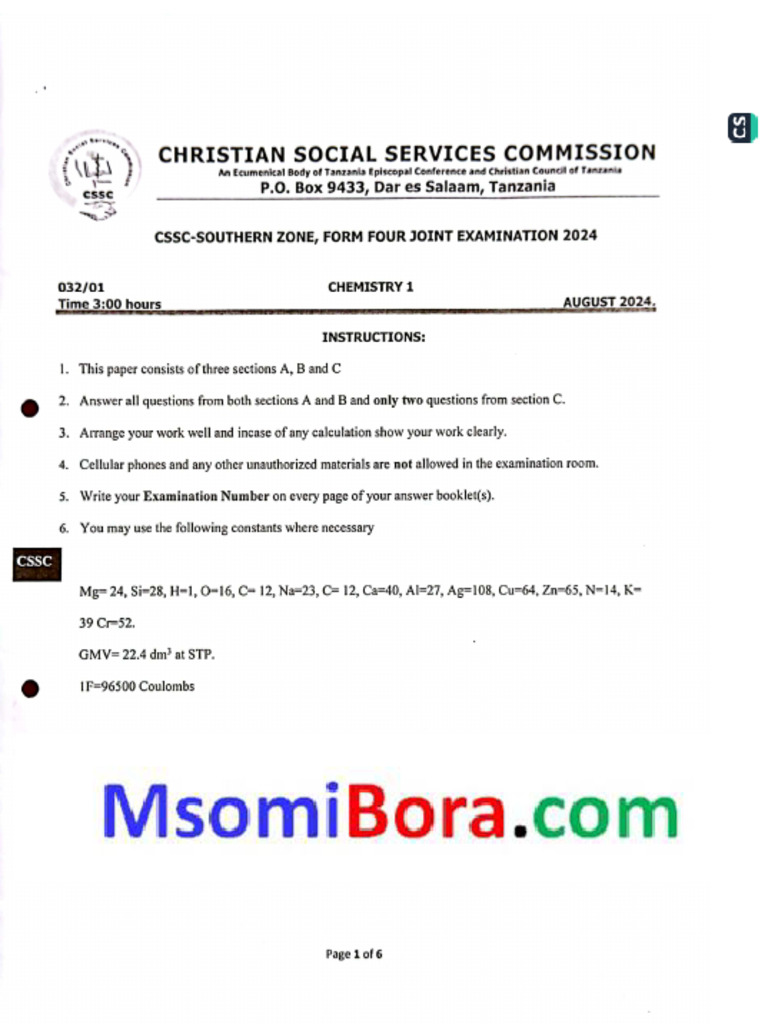 Chem 1 CSSC Southern 2024 | PDF