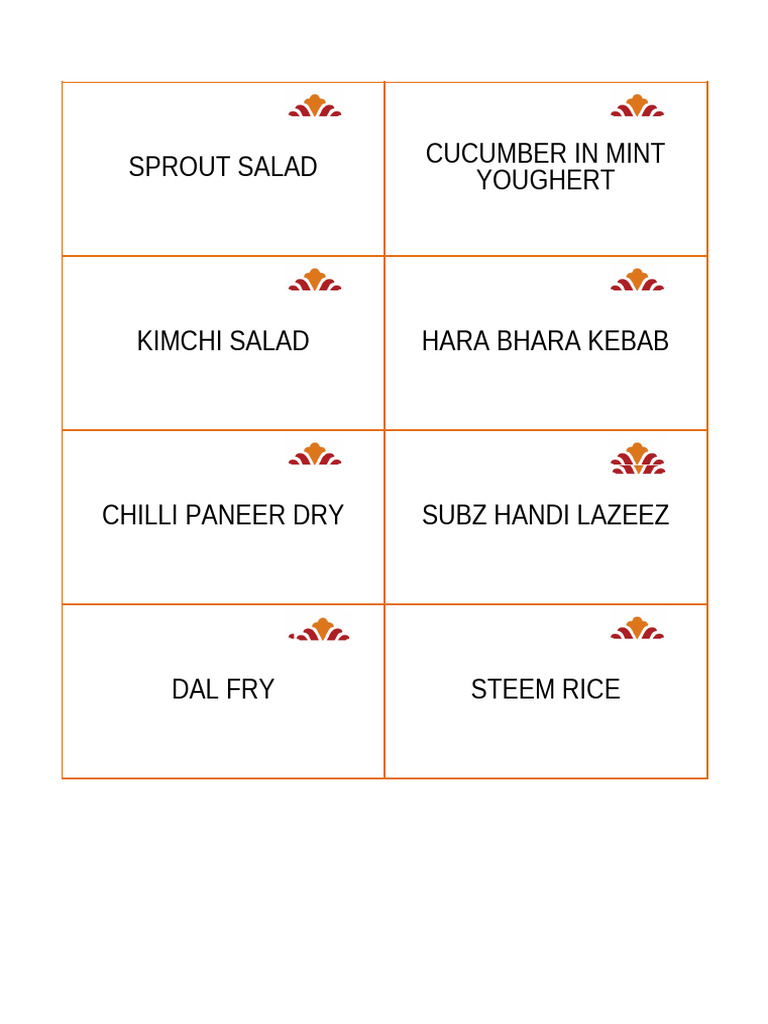 Buffet Tags BREAKFAST | PDF