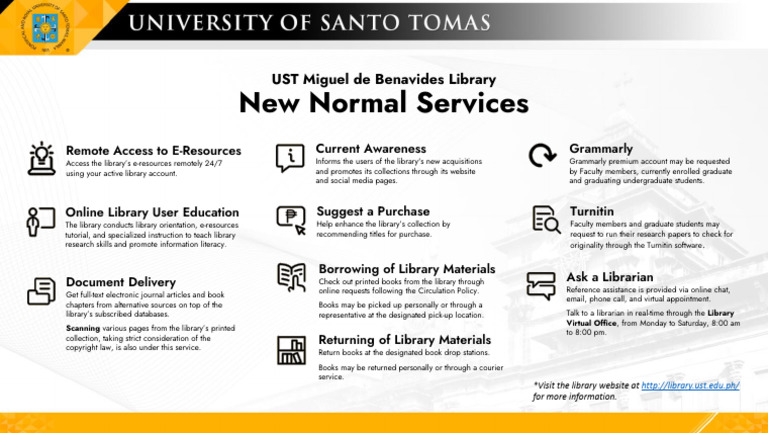 Guides - UST Library New Normal Services - AY 2021-2022 | PDF