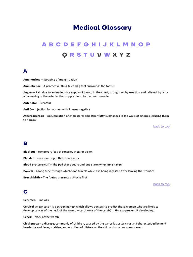 Medical Terms Glossary | PDF