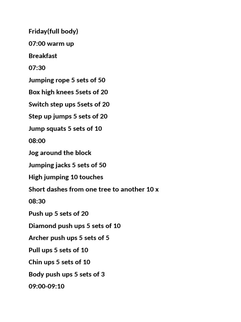 Full Body Workout Routine for Friday | PDF