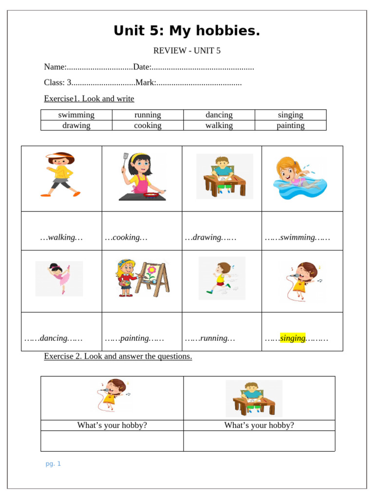 Grade 3 - Review Unit 5 | PDF