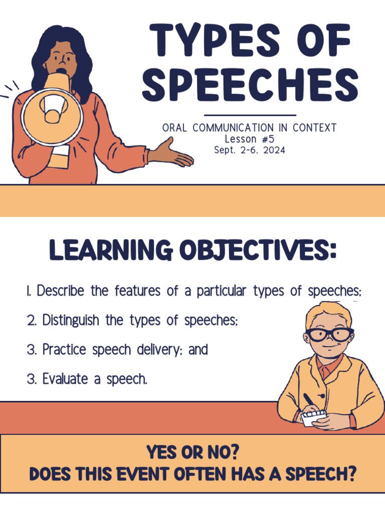 OralComm Lesson 5 Types of Speeches | PDF | Public Speaking | Rhetoric