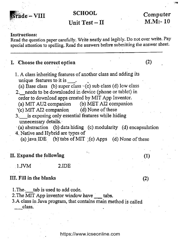 Icse Class 8 Ut2 Computer 150323 2023 | PDF