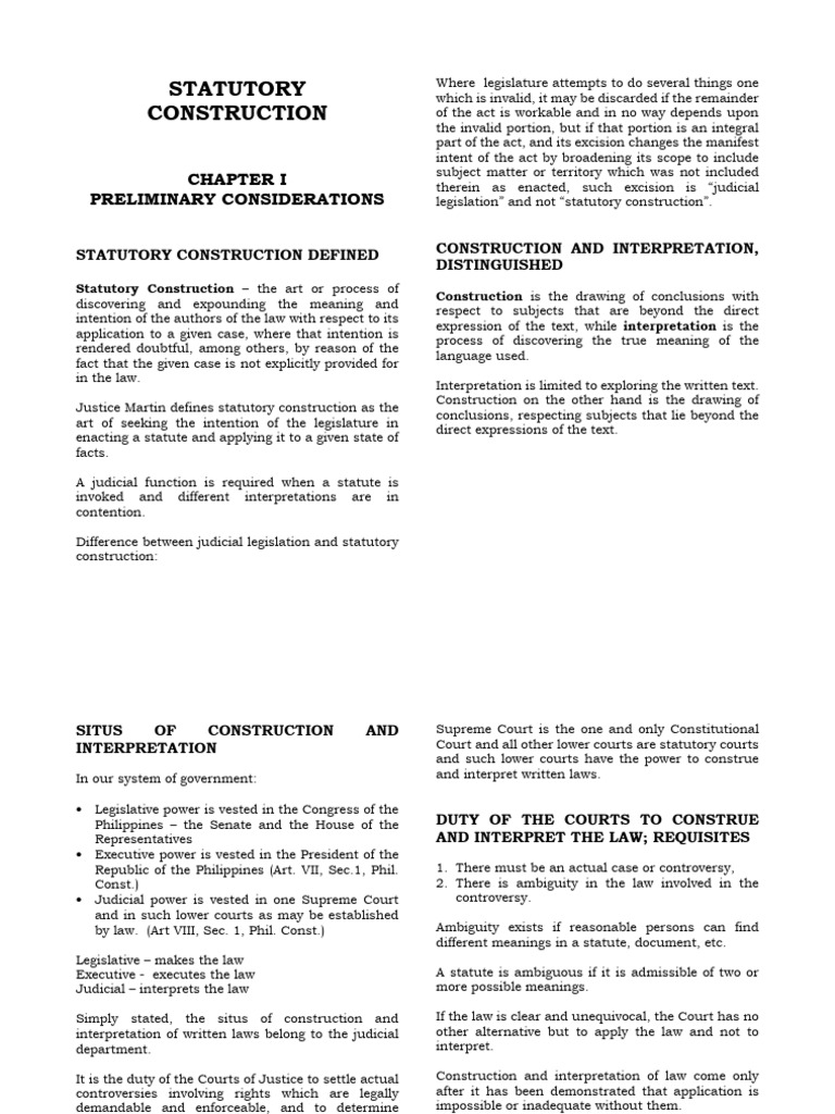 Statutory Construction Notes | PDF