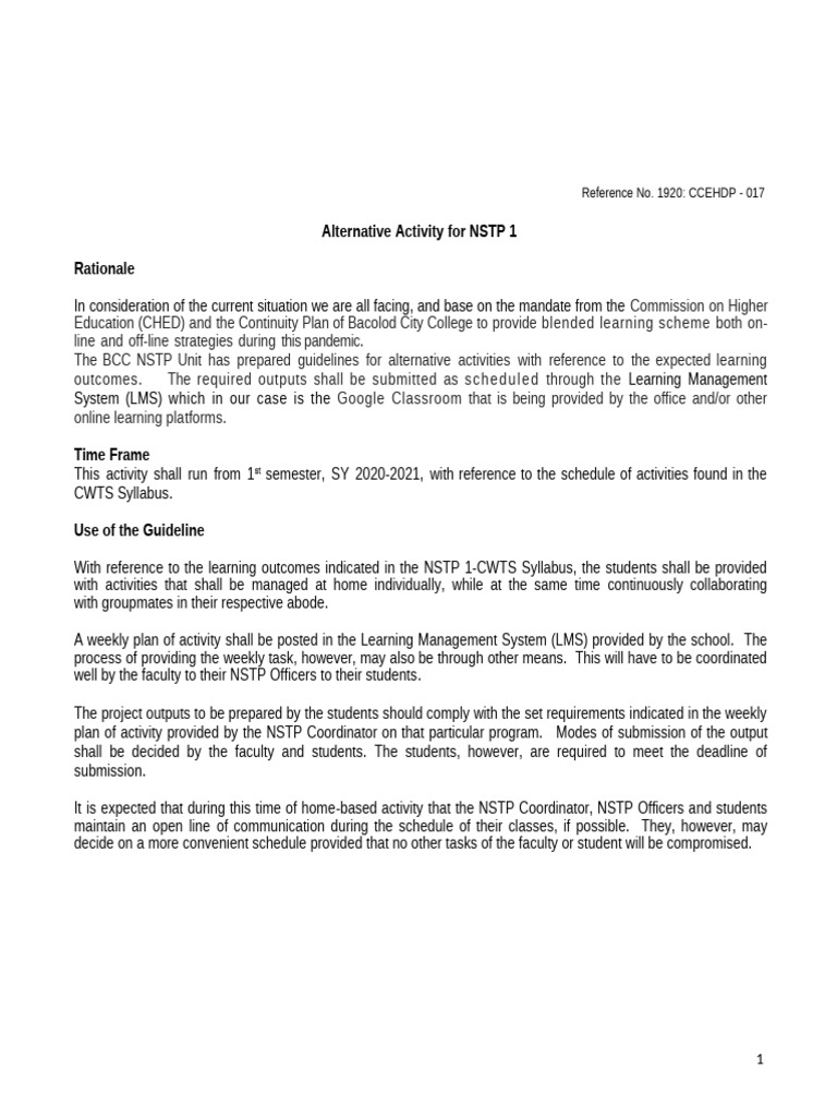 NSTP Alternative Activity | PDF