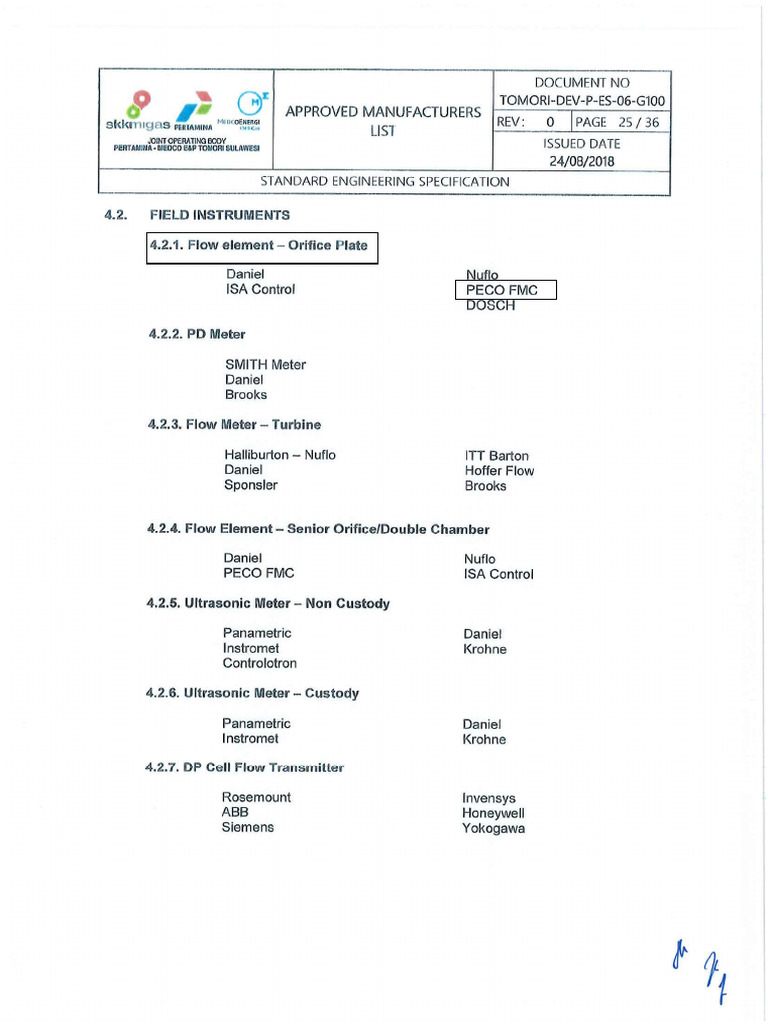Approved Manufacterers List PECO FMC | PDF