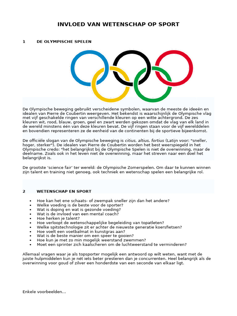 Invloed Van Wetenschap Op Sport | PDF