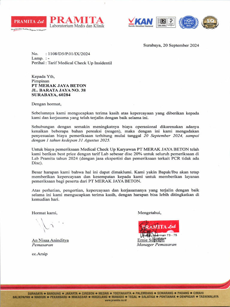 Tarif GMCU Insidentil 2024 (20%) | PDF