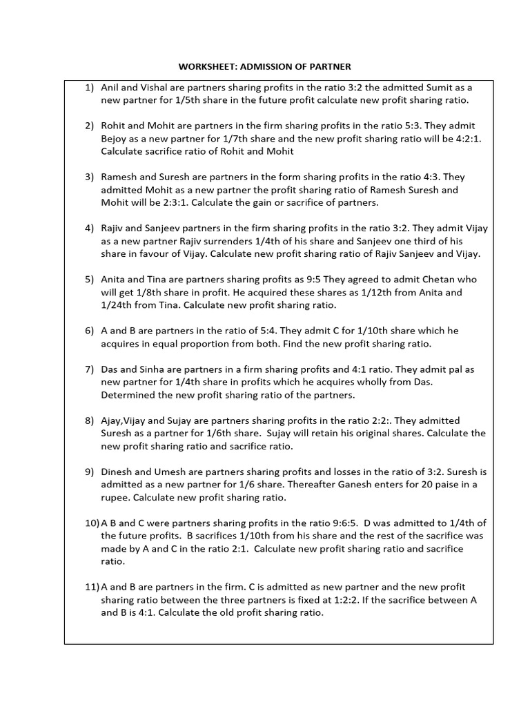 Admission of Partner Worksheet$20240707133854 | PDF