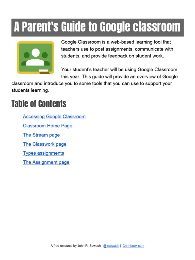 Parents Guide To Google Classroom | PDF