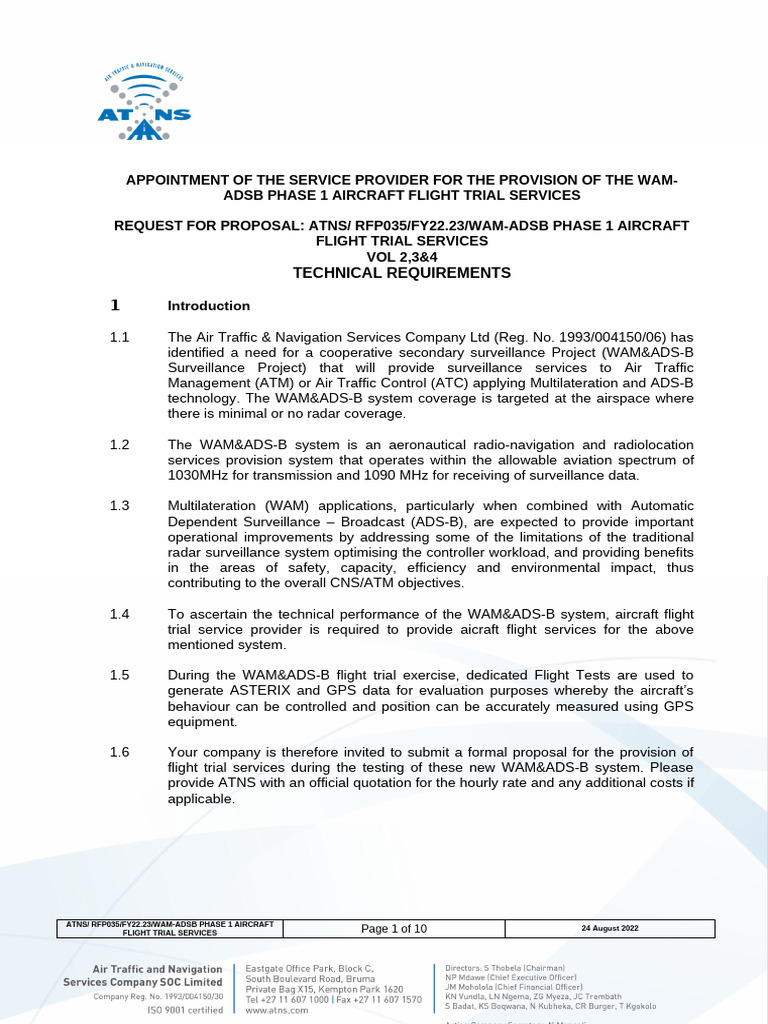 WAM ADSB PHASE 1 AIRCRAFT FLIGHT TRIAL Vol234 Technical Requirements 26 ...