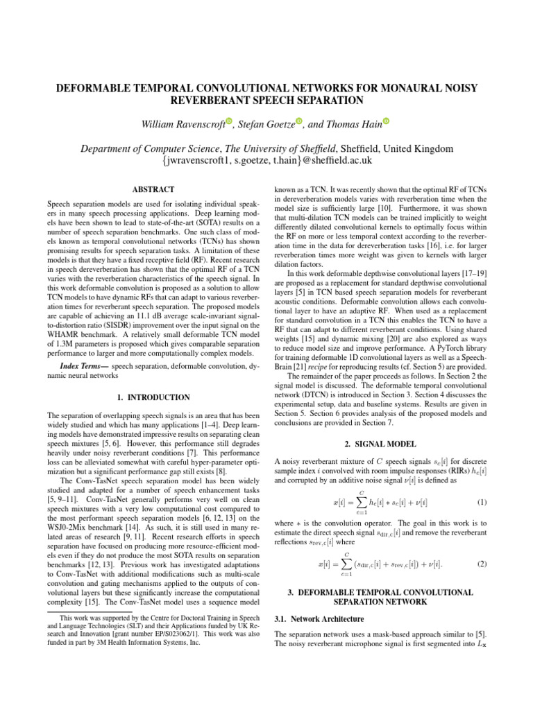 William Ravenscroft, Stefan Goetze, and Thomas Hain Department of ...