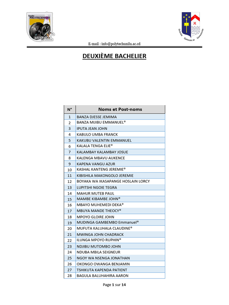 Liste Bac 2 en Ordre Actualisee | PDF