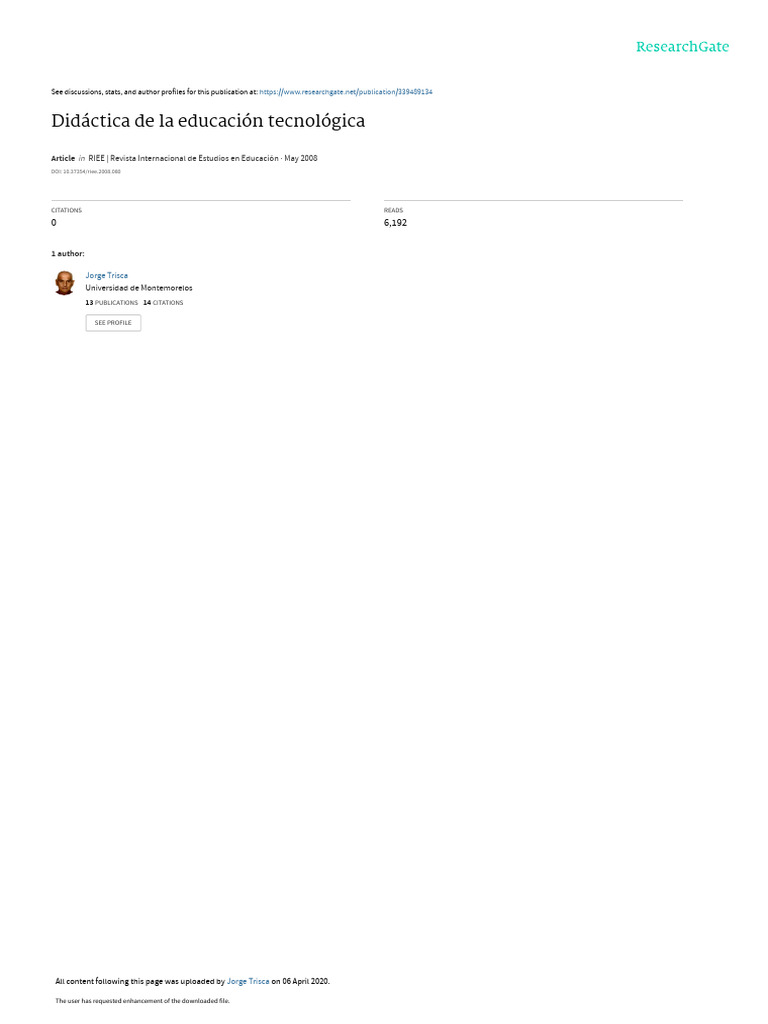 Trisca Resea Didcticadelaeducacintecnolgica | PDF