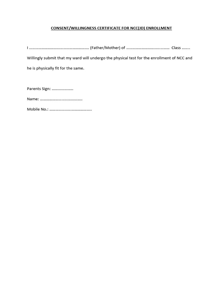 NCC Boys Consent Form, 24-25 | PDF
