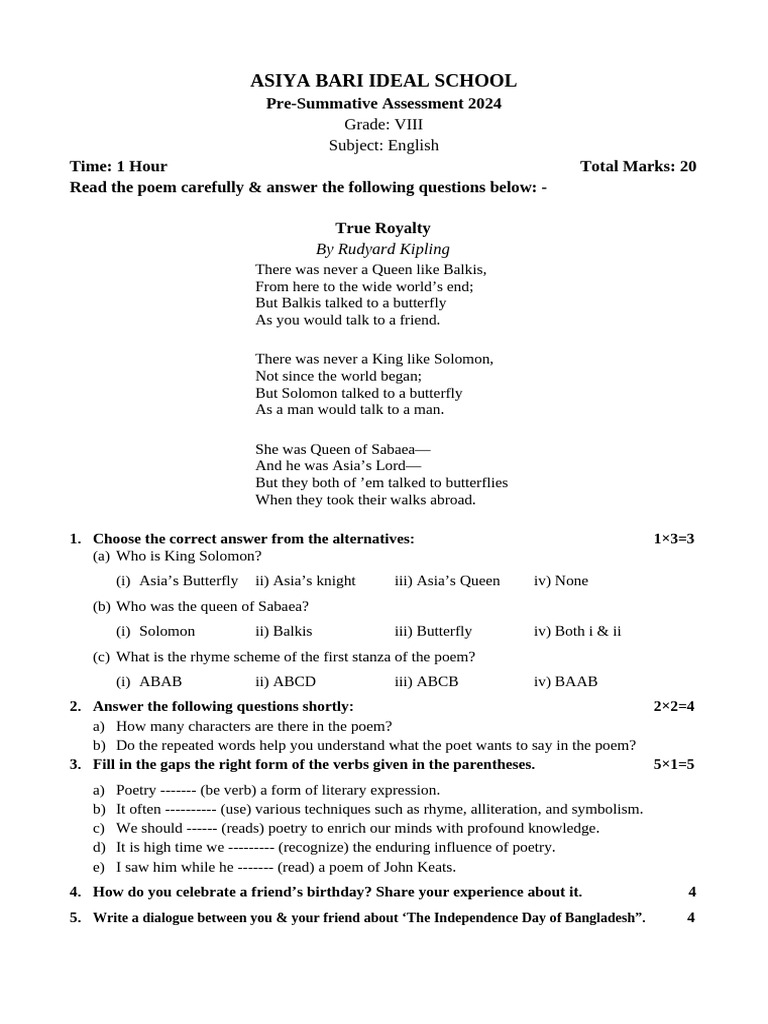 Eight English Jewel Sir | PDF | Poetry | Poetry