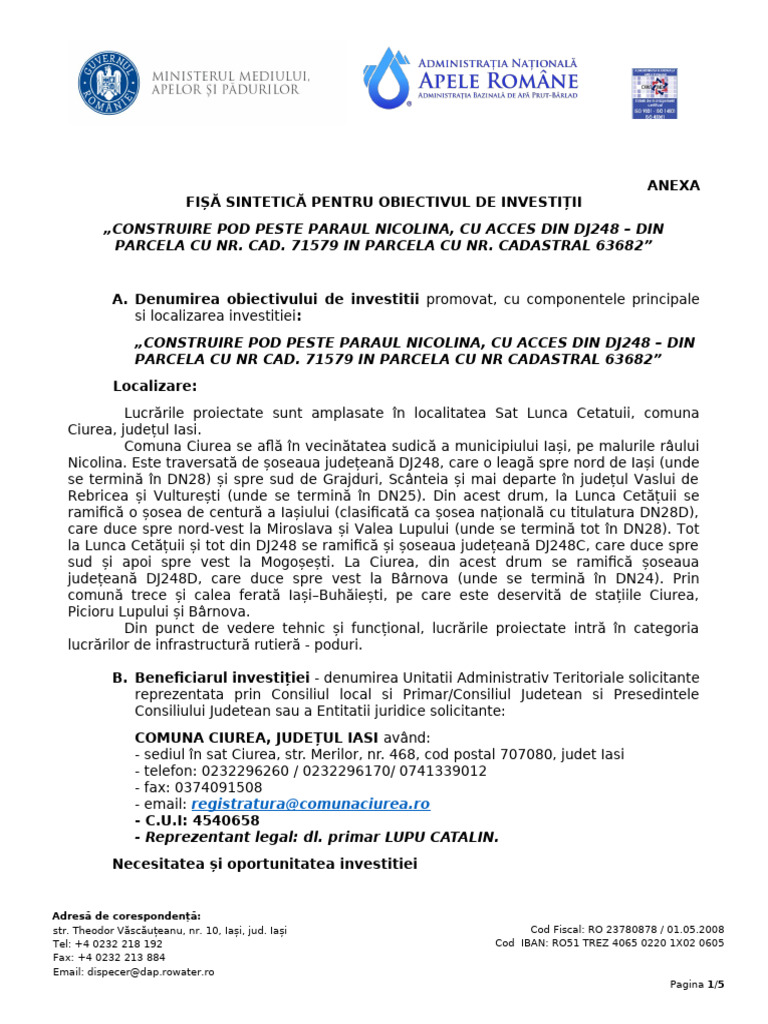 Fisa Sintetica Emisa Aba PB Protocol Uat Com. Ciurea Nicolina | PDF