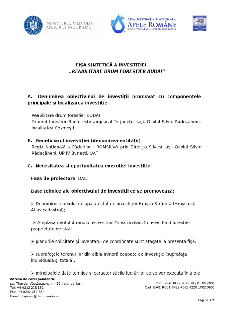 Fisa Sintetica UAT COZMESTI, IS - A.B.A P-B Final | PDF