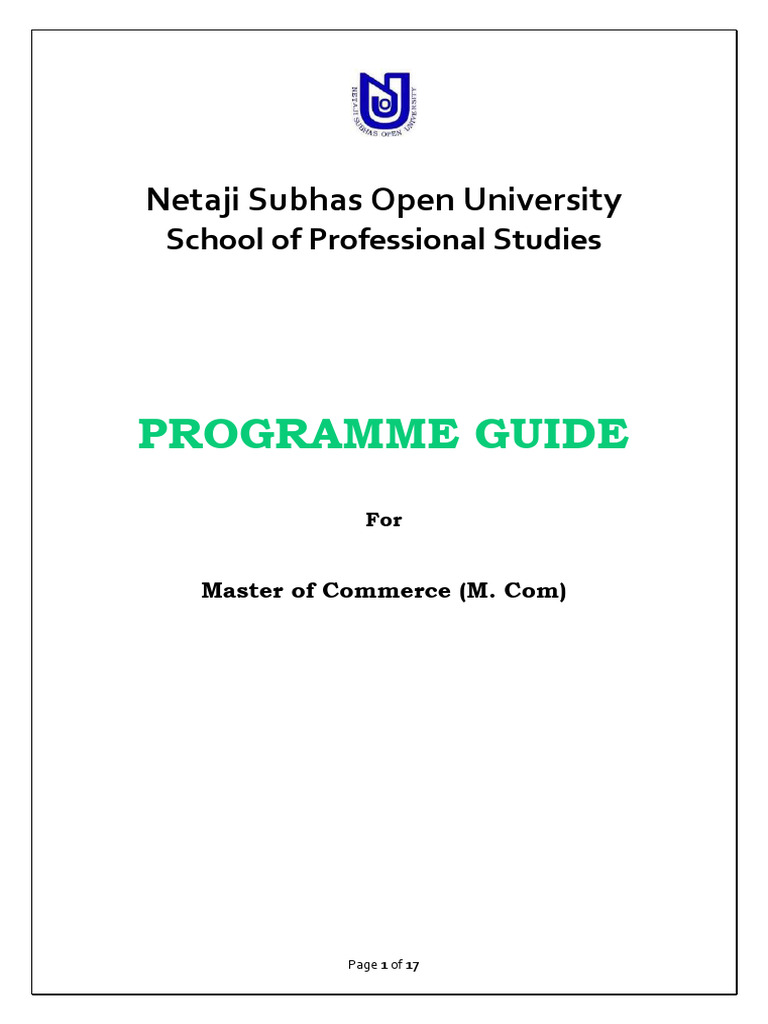 MCOM Programme Guide FINAL | PDF