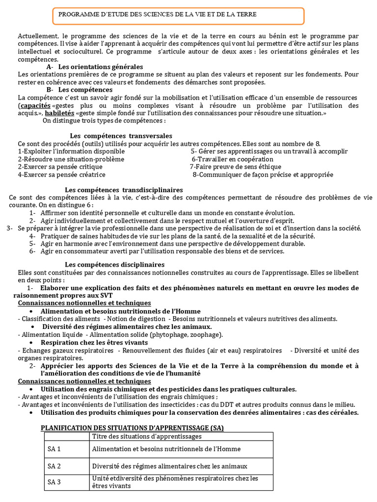 PROGRAMME D'ETUDE 6è KIKI2025 | PDF