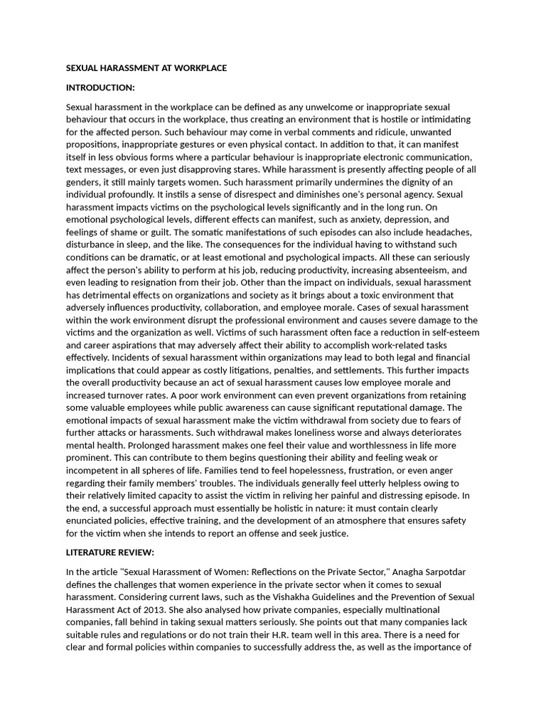 Sexual Harassment at Workplace | PDF