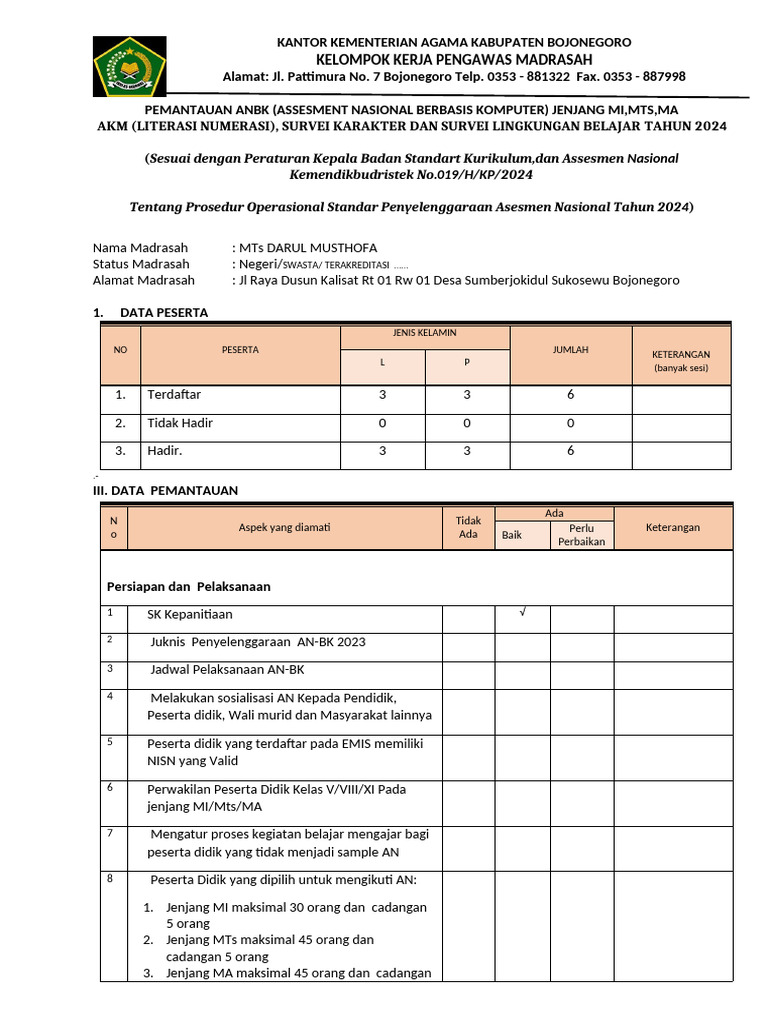 Instrumen ANBK 2024 New | PDF