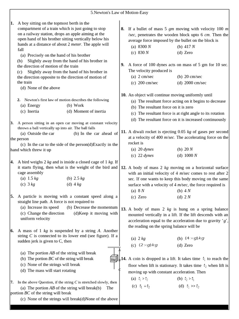 5.newton's Law of Motion | PDF | Force | Weight