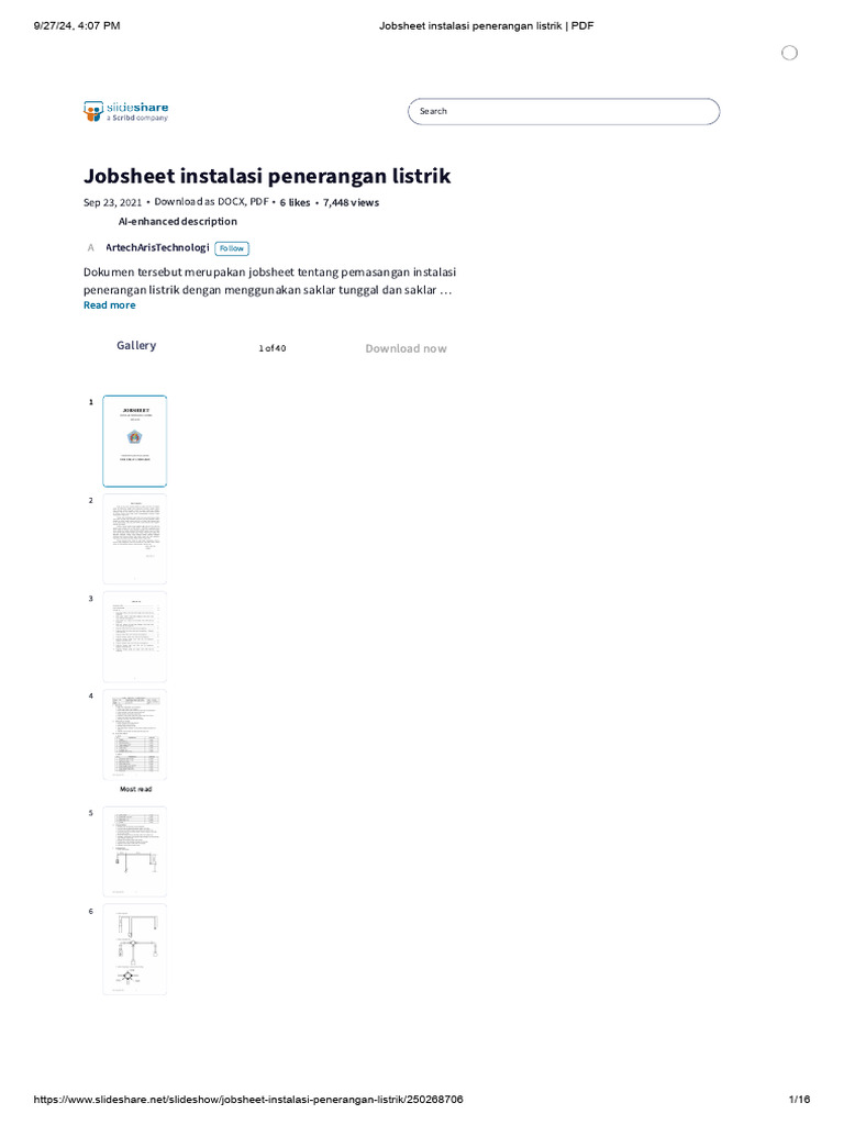 Jobsheet Instalasi Penerangan Listrik - PDF | PDF