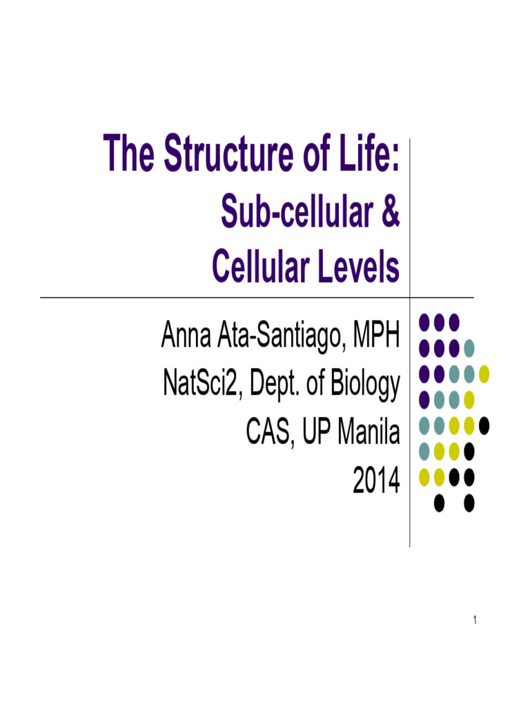 B. Structure of Life - Subcellular & Cellular Levels | PDF