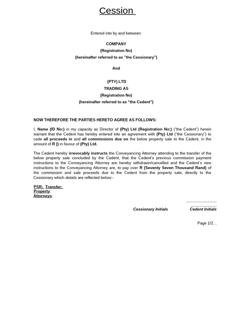 Cession Agreement | PDF