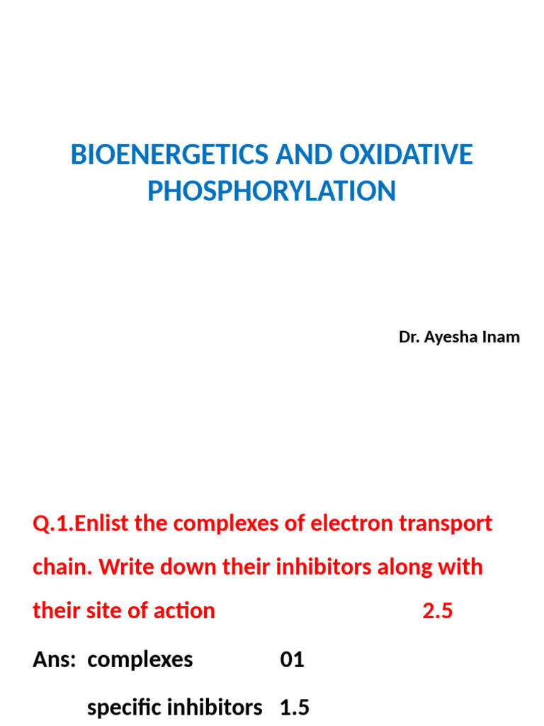 Bioenergetics and Oxidative Phosphorylation - 1 | PDF