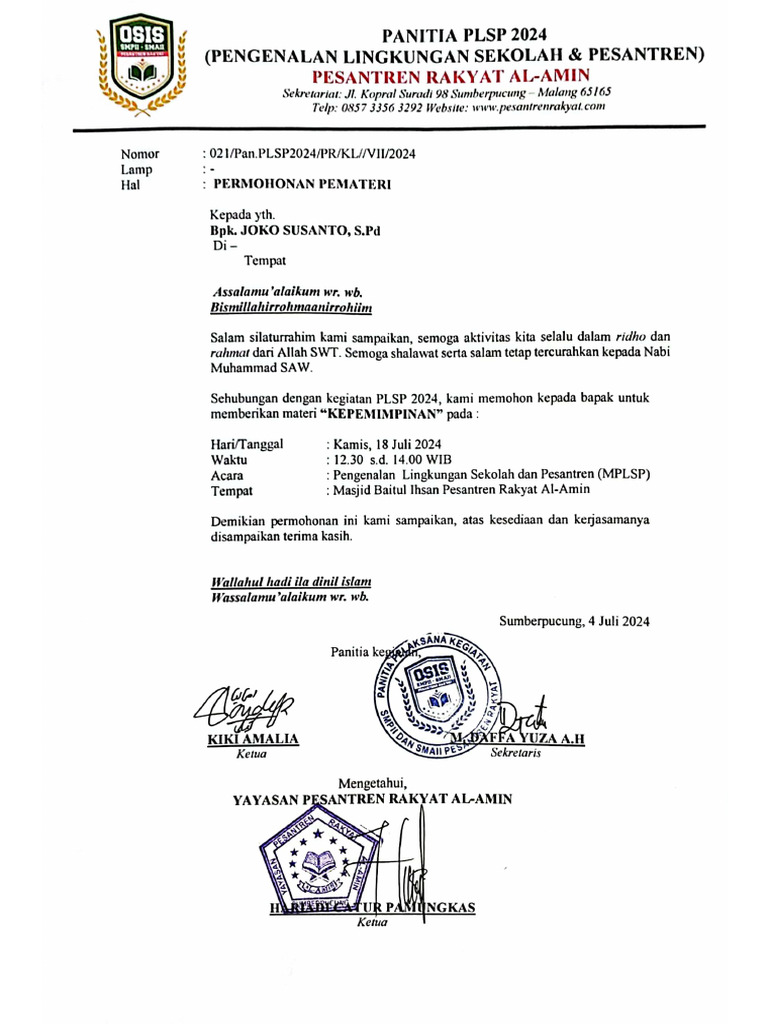 Surat Undangan PLSP | PDF