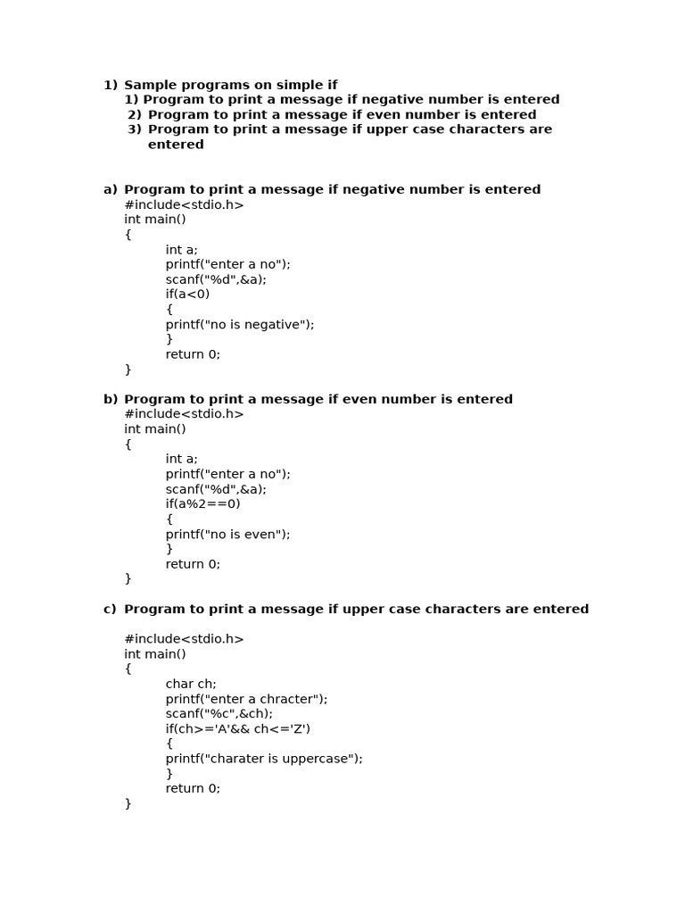 Unit 2 Programs Part1 If, Switch Progs | PDF