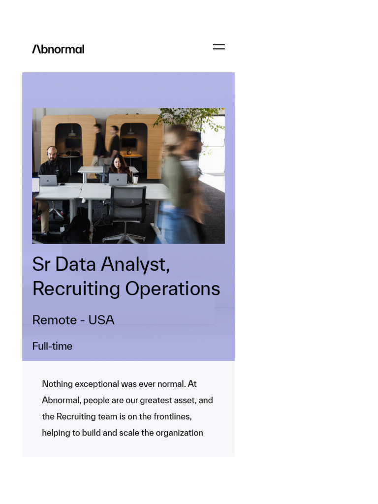 SR Data Analyst, Recruiting Operations - Abnormal | PDF