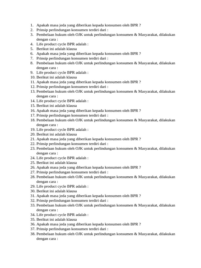 Apakah Masa Jeda Yang Diberikan Kepada Konsumen Oleh BPR | PDF