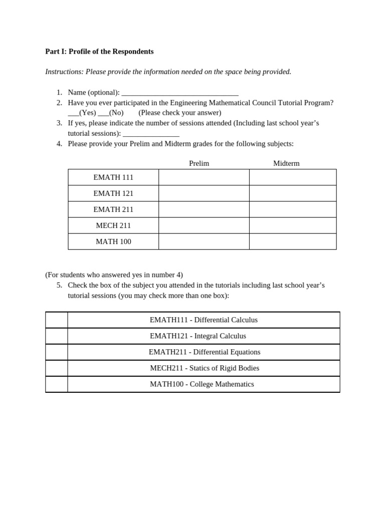Questionnaire DRAFT | PDF