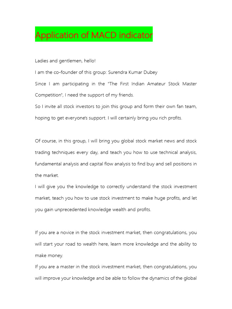 Application of MACD Indicator - Surendra | PDF