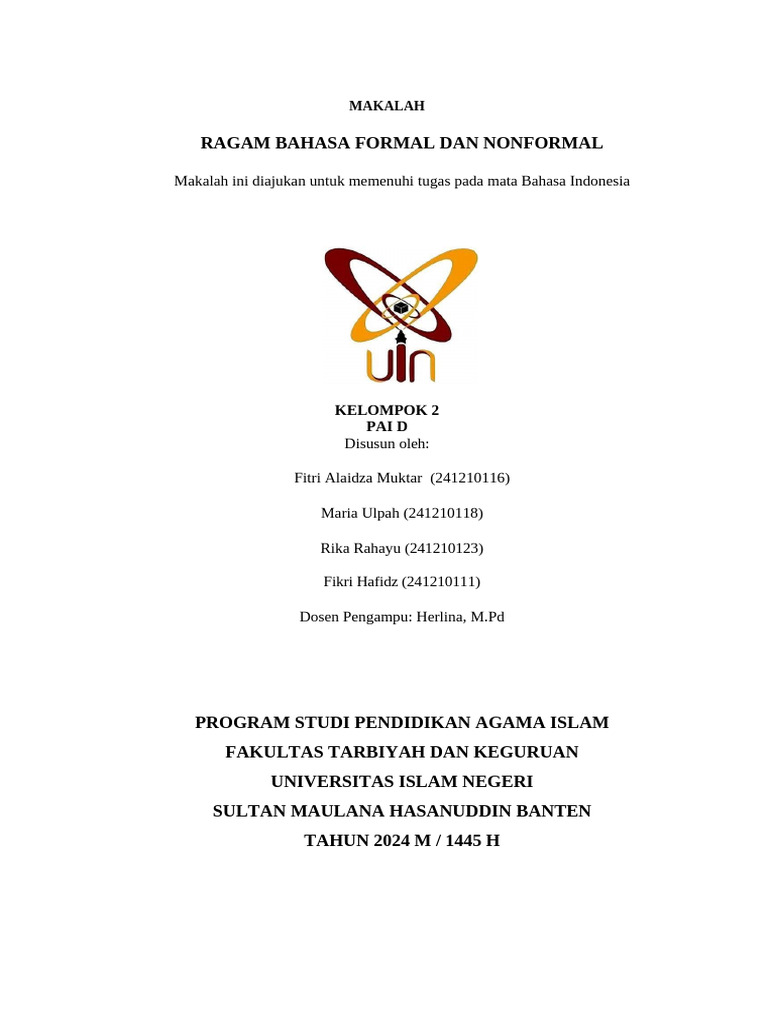 Bahasa Indonesia Kelompok 2 | PDF