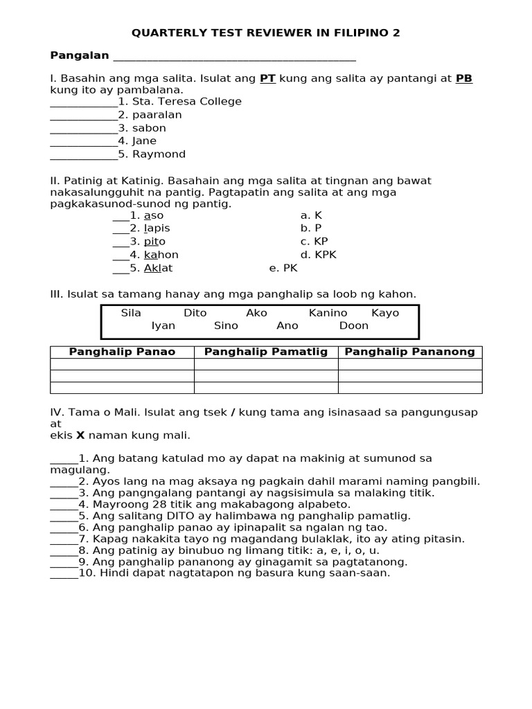QA-Reviewer in Filipino 2 | PDF