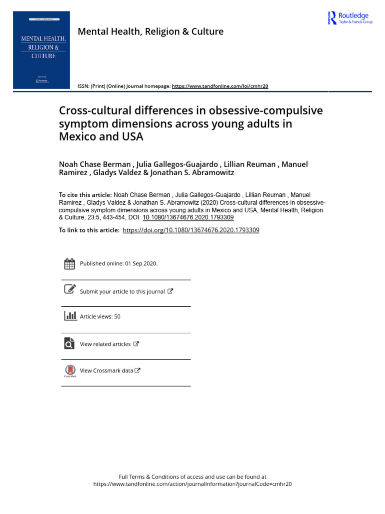 Cross Cultural OCD Symptoms | PDF