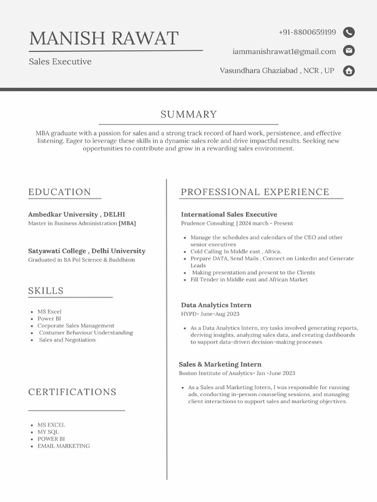 Manish Rawat (Curriculum Vitae) | PDF