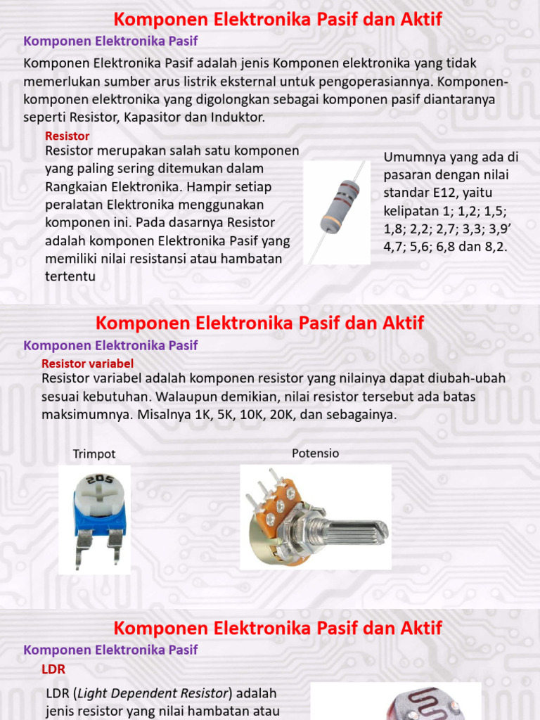 Topik-2-Komponen Elektronika Aktif Dan Pasif | PDF